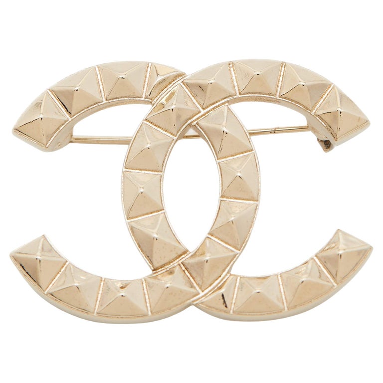 Chanel Gold Tone Pyramid Stud Pin Brooch For Sale at 1stDibs