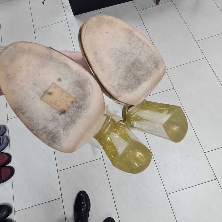 Chanel Gold Transparent Sandals For Sale at 1stDibs