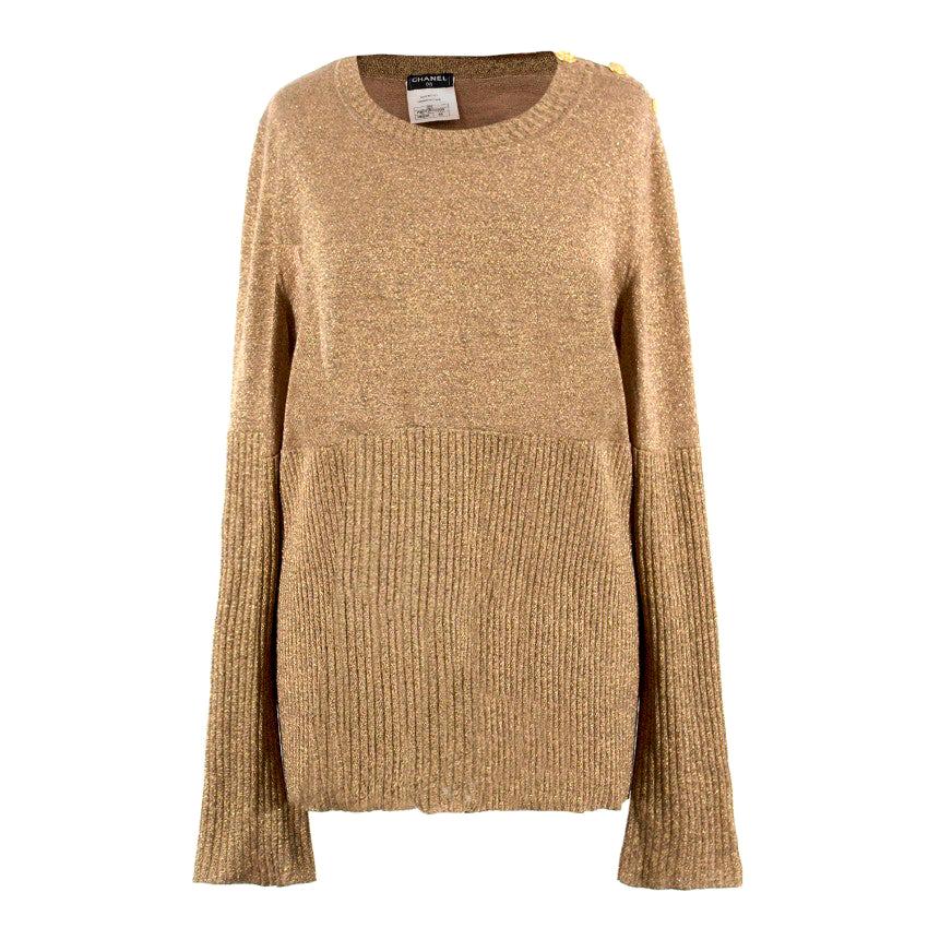 Chanel Gold Wool Longline Jumper XXL For Sale at 1stDibs
