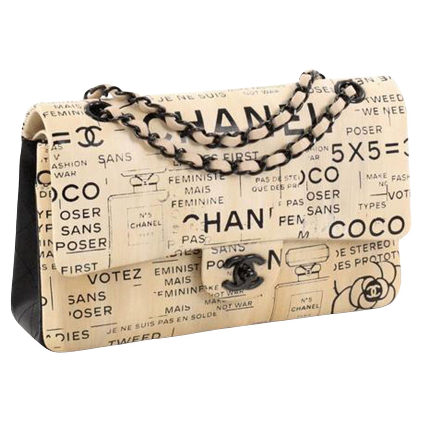 Chanel Graffiti Runway Newspaper Classic Flap Shoulder Bag For Sale at ...