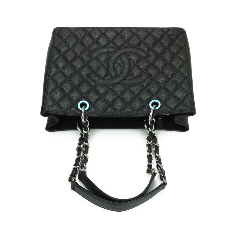 CHANEL Grand Shopping Tote (GST) Bag Black Caviar with Silver Hardware ...
