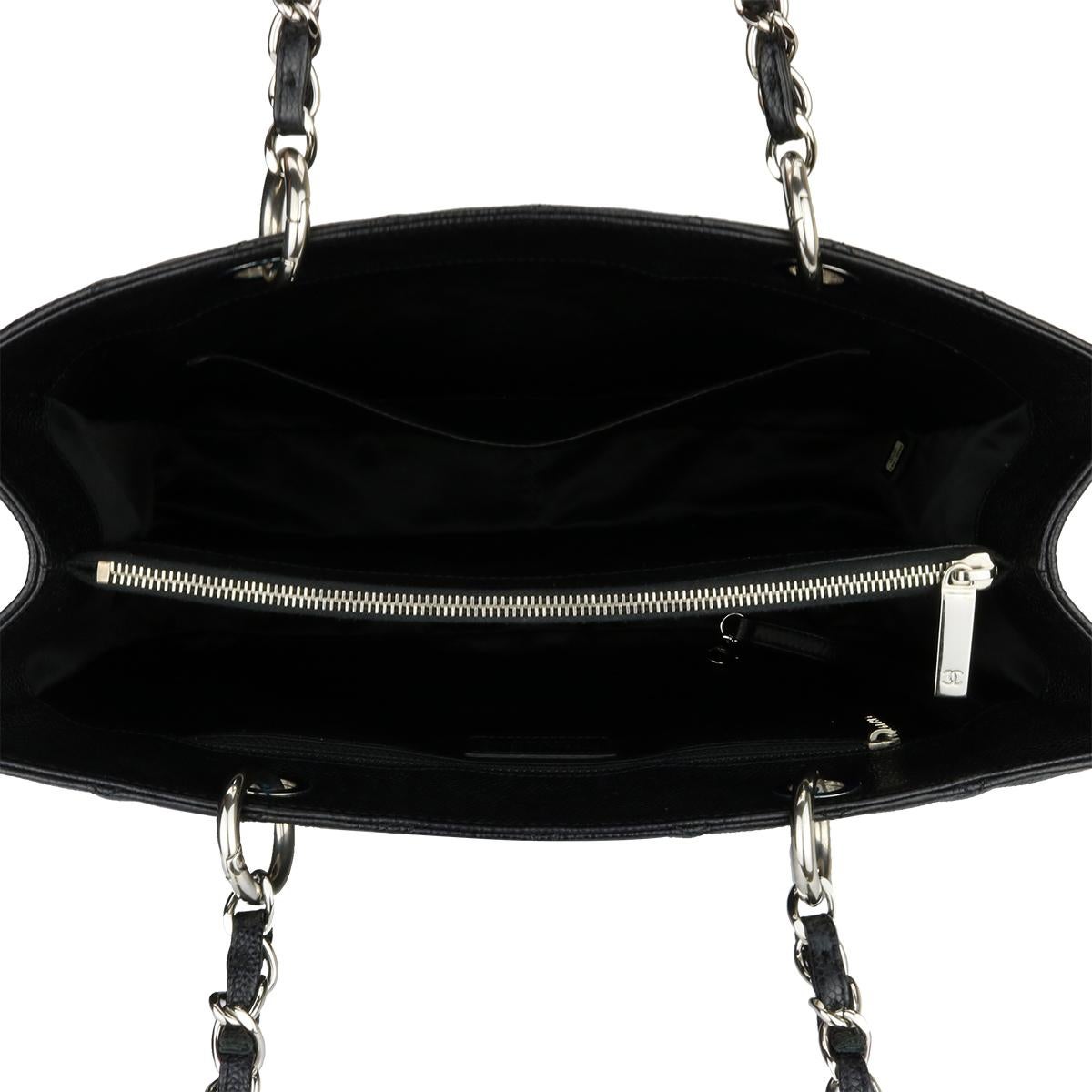 CHANEL Grand Shopping Tote (GST) Bag Black Caviar with Silver Hardware ...