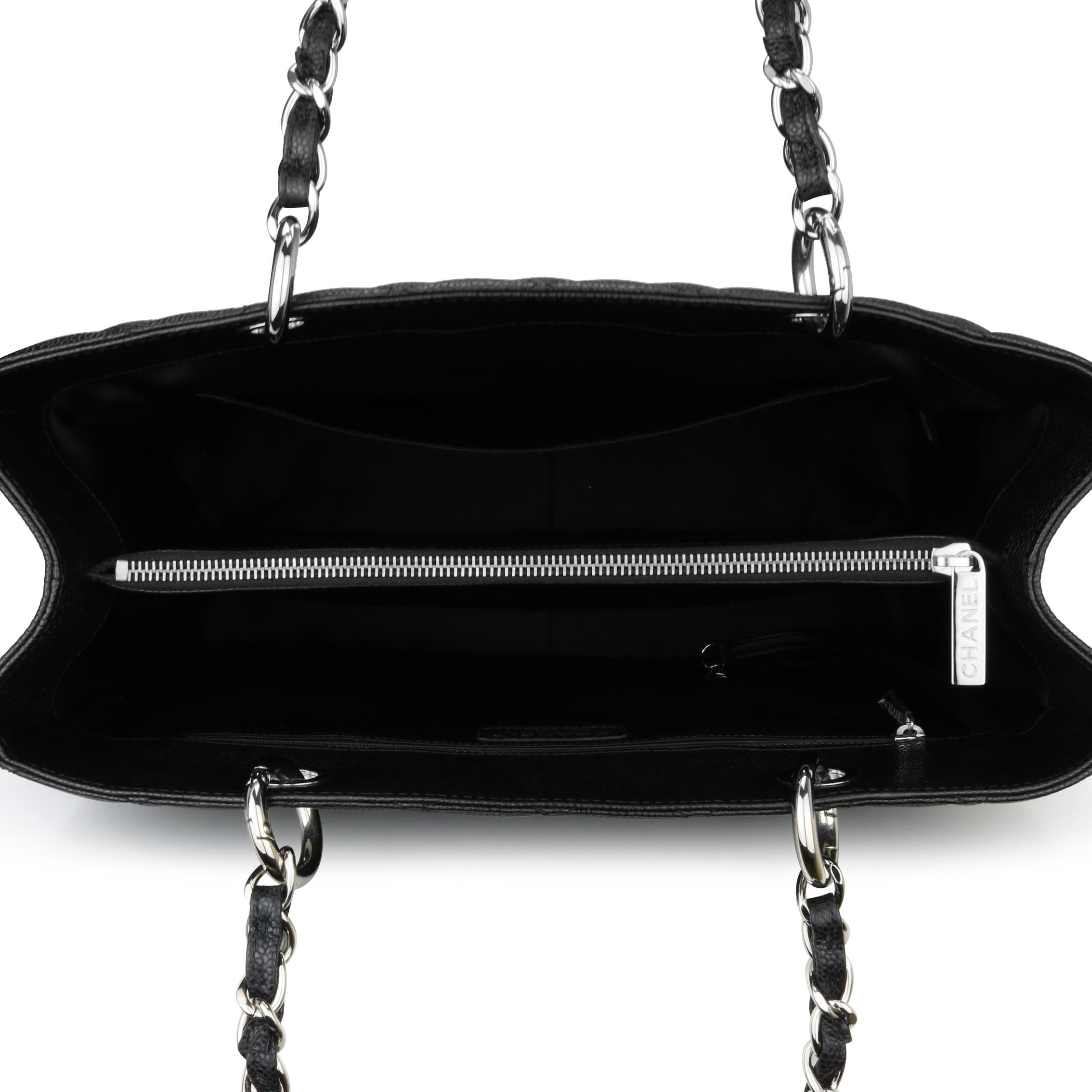 CHANEL Grand Shopping Tote (GST) Bag Black Caviar with Silver Hardware ...