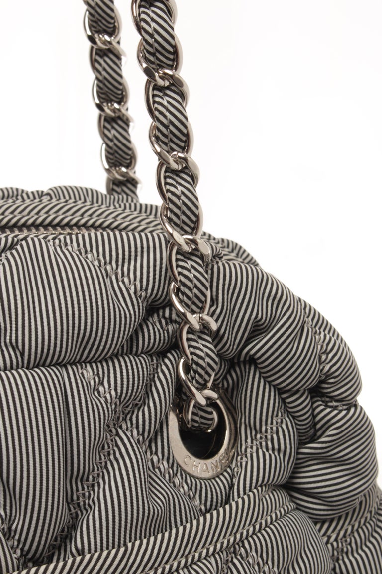Chanel Gray Fabric X Nylon Bubble Shoulder Bag For Sale at 1stDibs