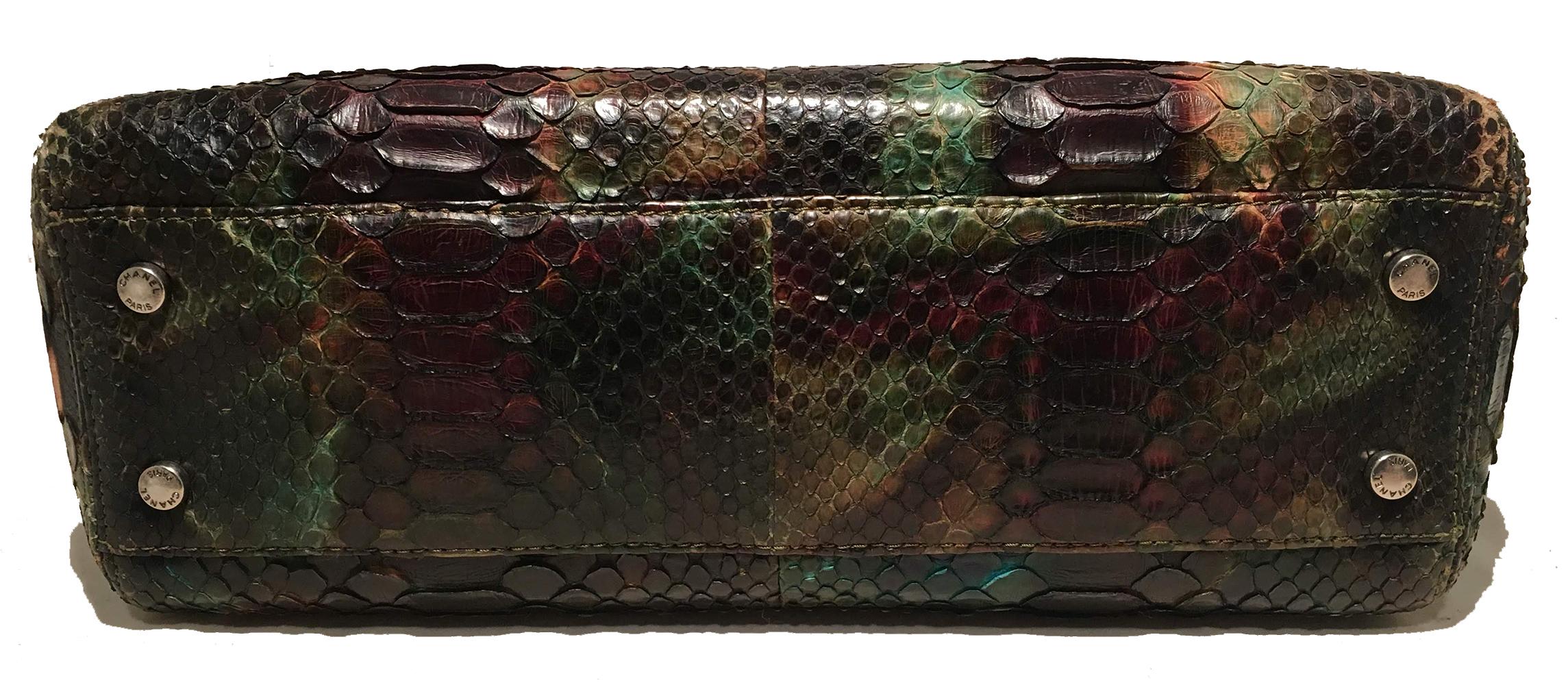 Chanel Green and Brown Multicolor Python Snakeskin Cerf Tote Handbag at ...