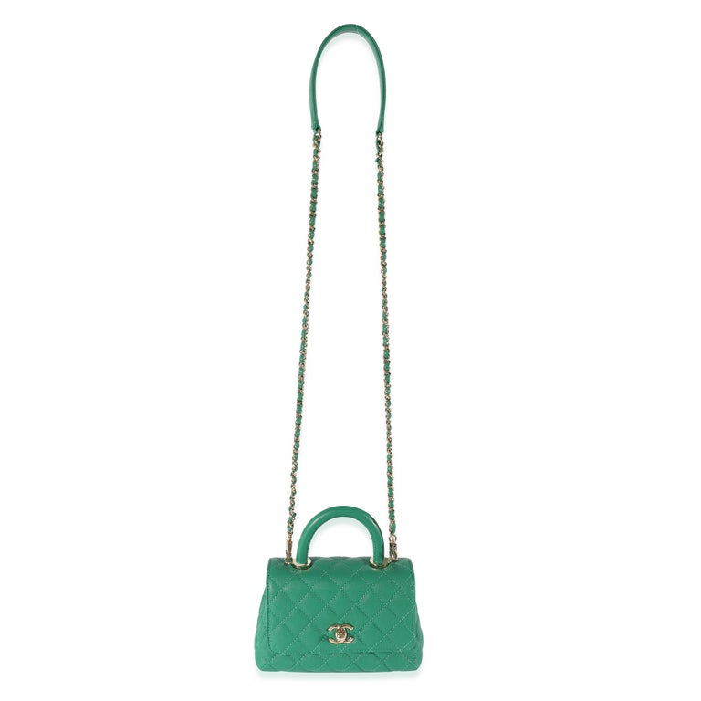 Chanel Green Caviar Mini Coco Top Handle For Sale at 1stDibs
