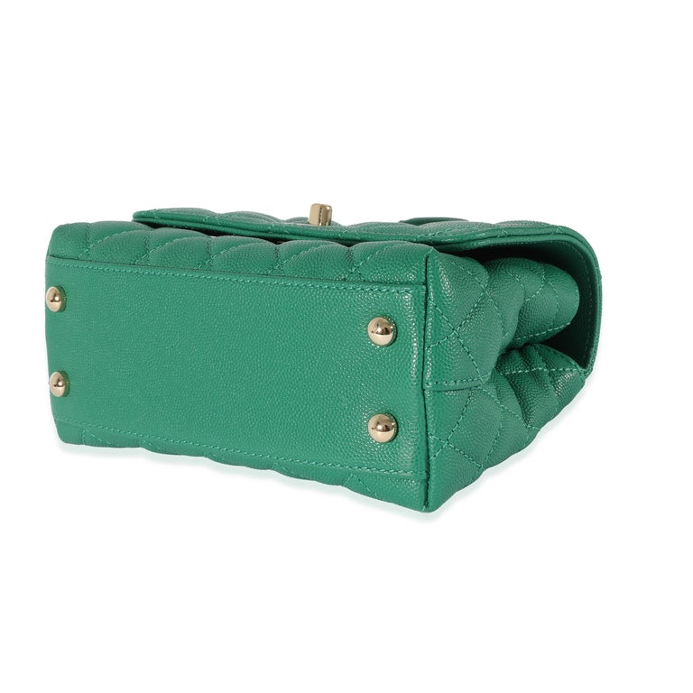 Chanel Green Caviar Mini Coco Top Handle For Sale at 1stDibs