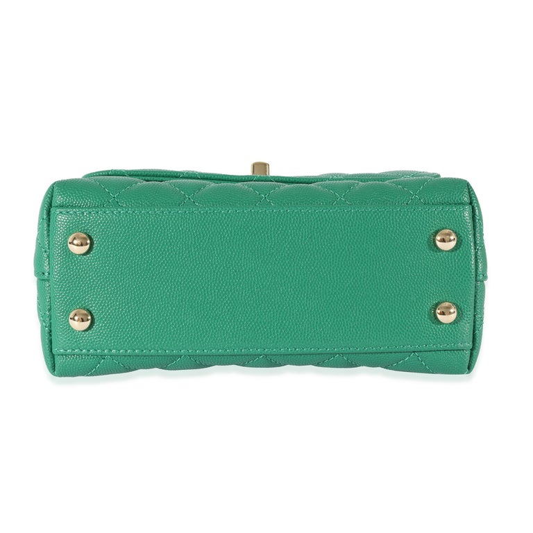 Chanel Green Caviar Mini Coco Top Handle For Sale at 1stDibs