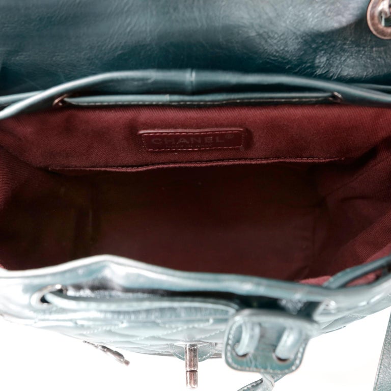 Chanel Green Distressed Leather Backpack at 1stDibs | chanel distressed ...