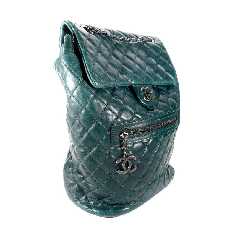 Chanel Green Distressed Leather Backpack at 1stDibs | chanel distressed ...