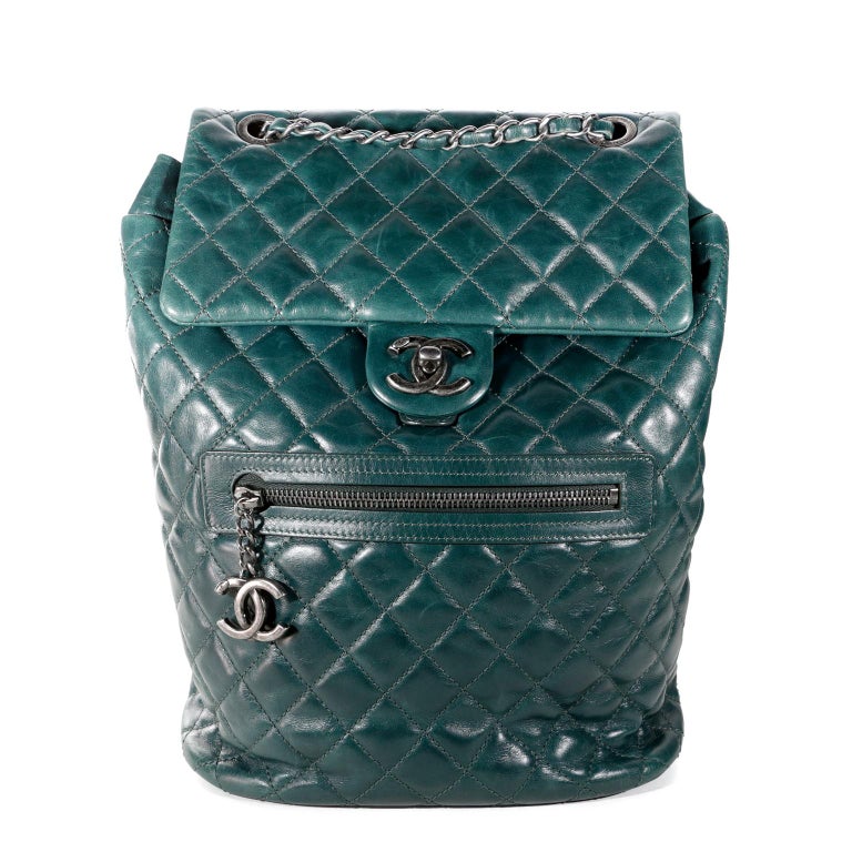 Chanel Green Distressed Leather Backpack at 1stDibs | chanel distressed ...