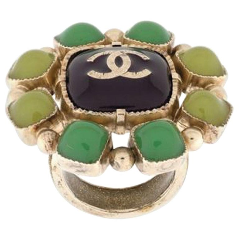 Chanel Green Jewelled Ring at 1stDibs