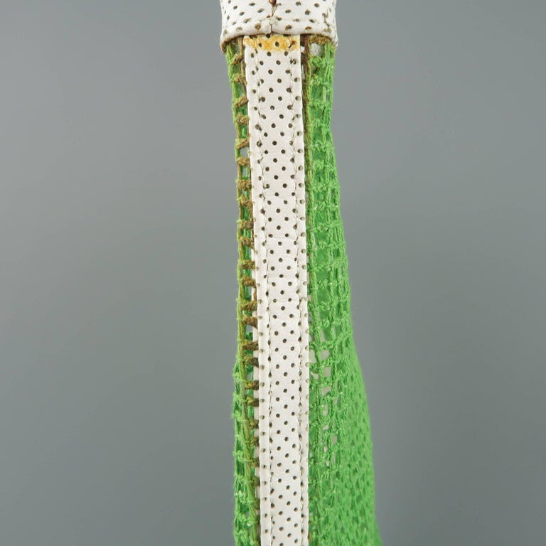 CHANEL Green Mesh White Leather Trim Tennis Ball Tote Bag at 1stDibs