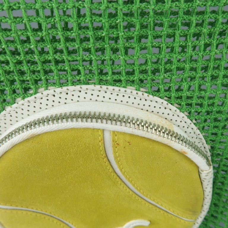 CHANEL Green Mesh White Leather Trim Tennis Ball Tote Bag at 1stDibs