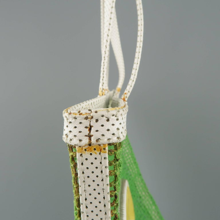 CHANEL Green Mesh White Leather Trim Tennis Ball Tote Bag at 1stDibs