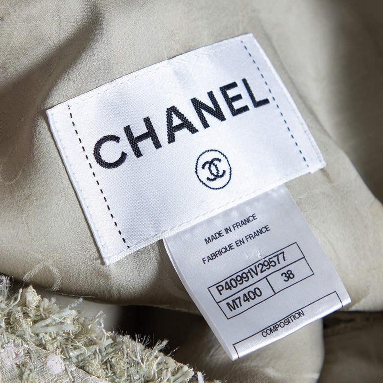 Chanel Green Polka Dotted Overlay Tweed Button Front Blazer M For Sale ...