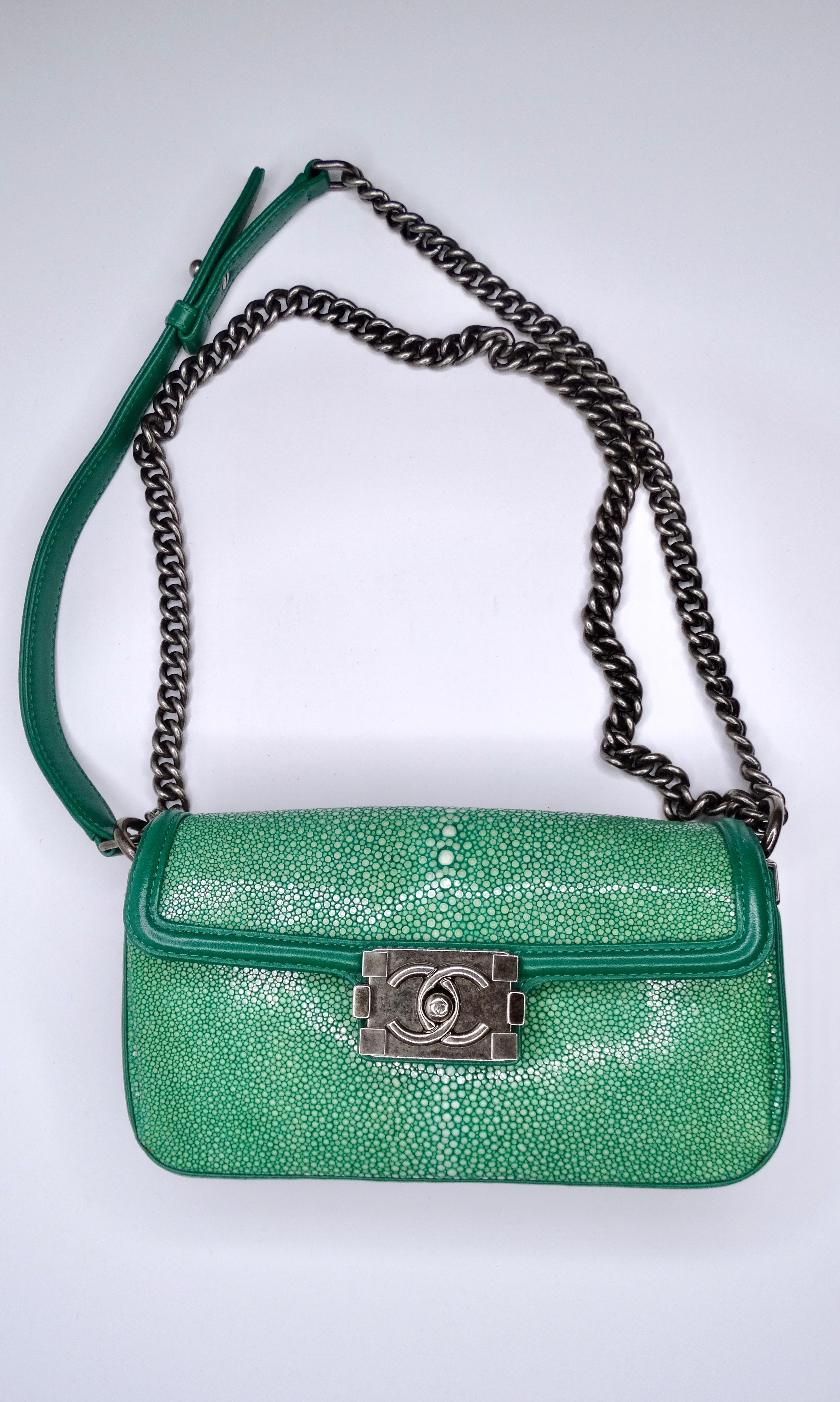 Chanel Green Stingray HandBag at 1stDibs