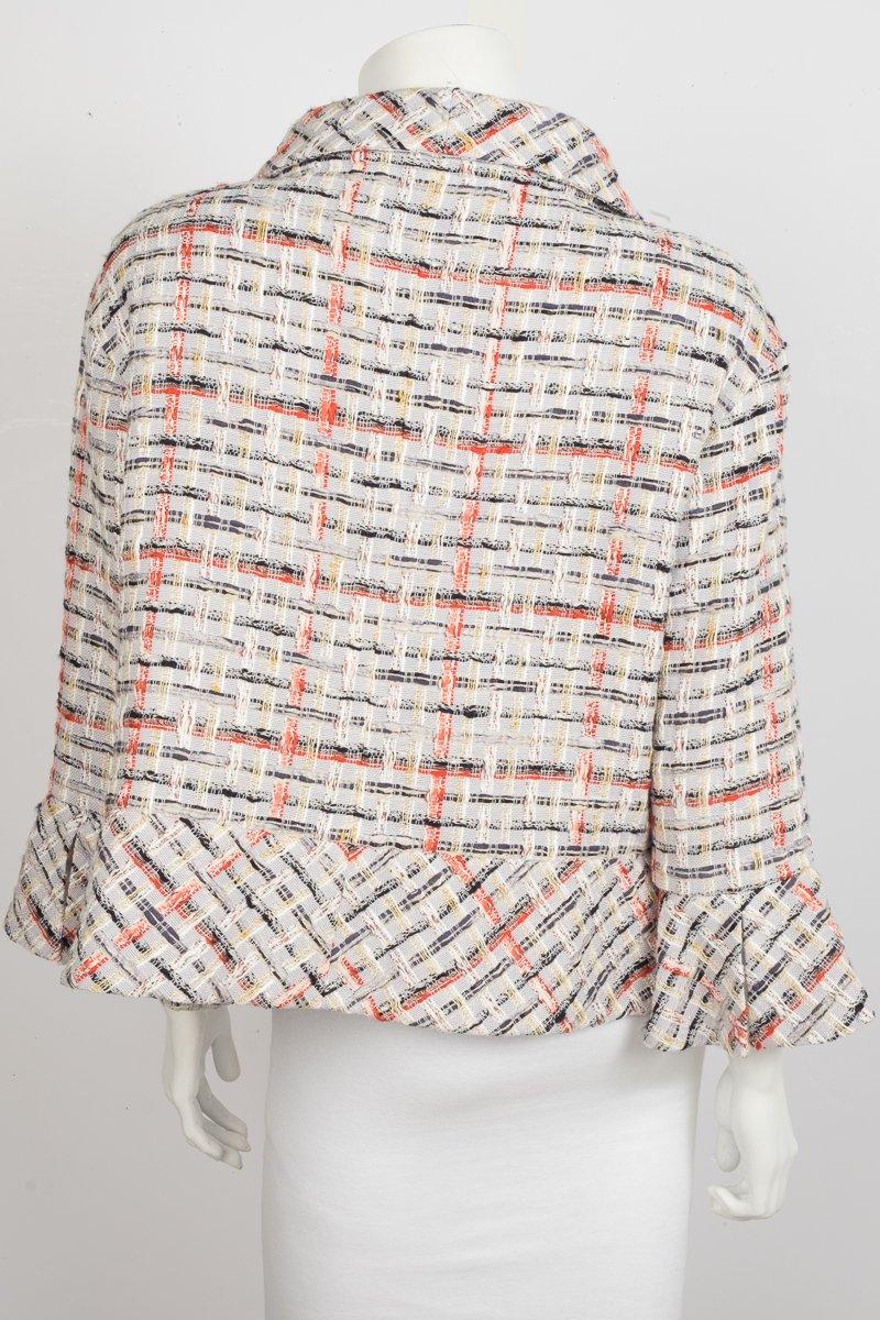 CHANEL Grey and Multi Color Tweed Jacket Sz 44 For Sale at 1stDibs