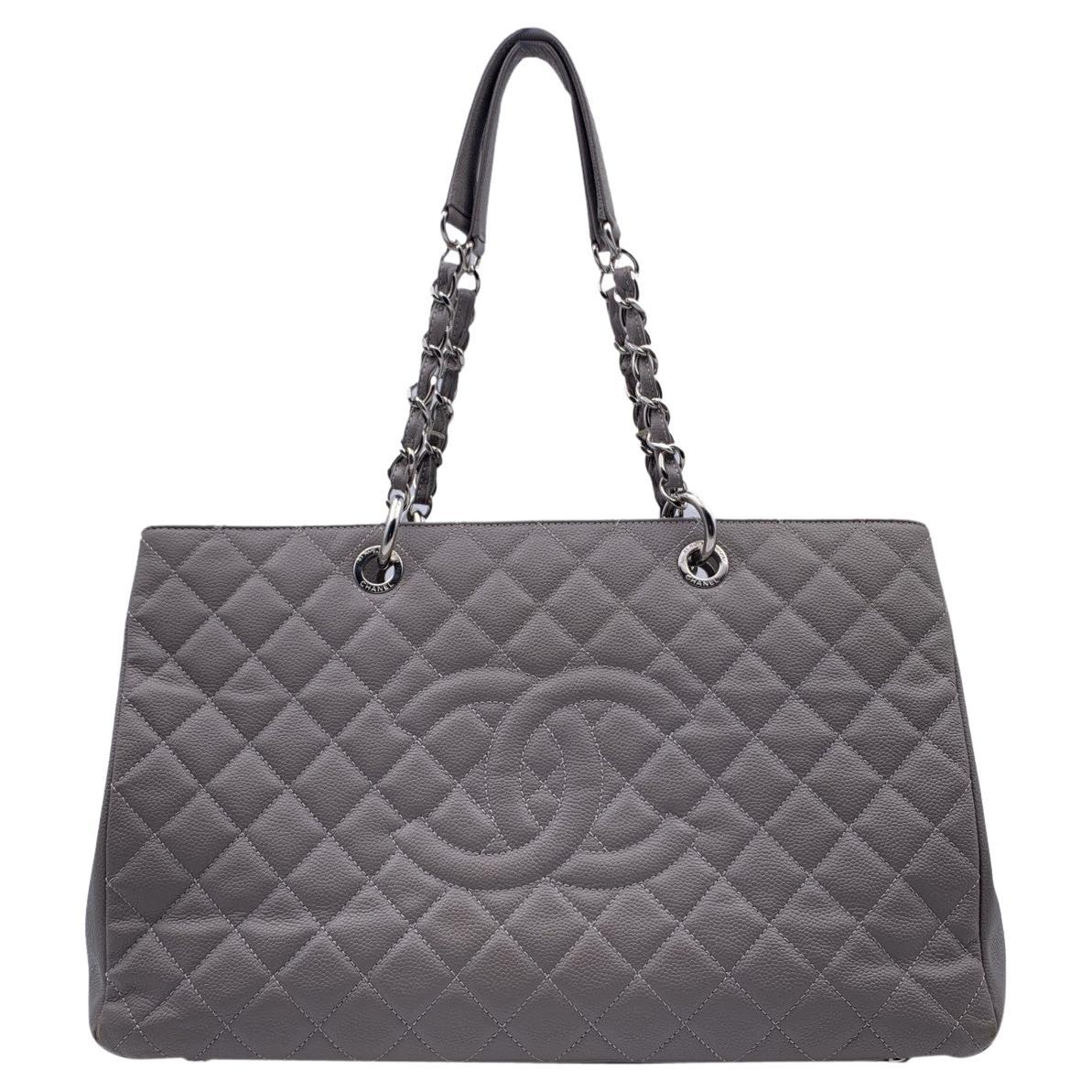 Chanel Grey Caviar Leather Tote Bag at 1stDibs