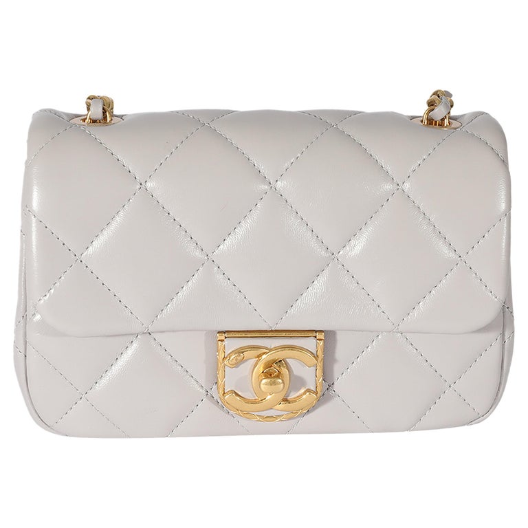 Chanel Grey Quilted Lambskin Mini Flap Bag For Sale at 1stDibs