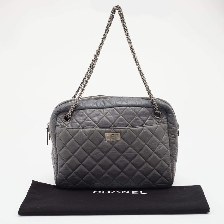 Chanel Grey Quilted Leather Large Reissue Camera Case Bag For Sale at ...