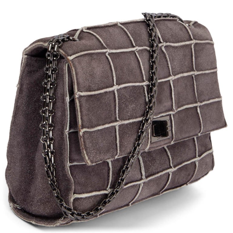 CHANEL grey suede 1997-99 255 REISSUE PATCHWORK FLAP Shoulder Bag For ...