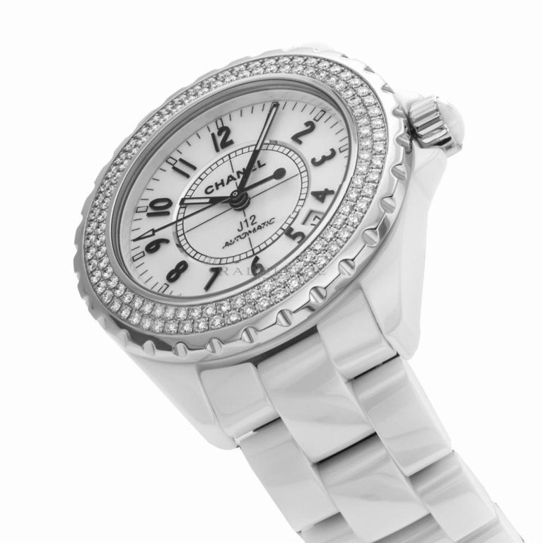 Chanel H0969 J12 White Ceramic Diamond Bezel Swiss Automatic Movement ...
