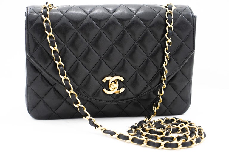 CHANEL Half Moon Chain Shoulder Crossbody Bag Black Flap Quilted For ...