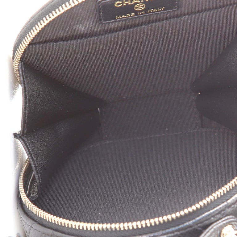 Chanel Handle With Care Round Vanity Case with Chain Quilted Caviar ...