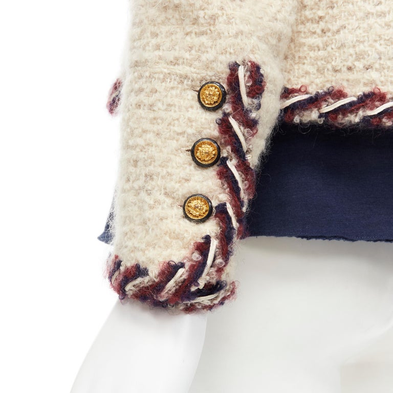CHANEL Haute Couture Prototype ecru boucle tweed oval pocket nautical ...