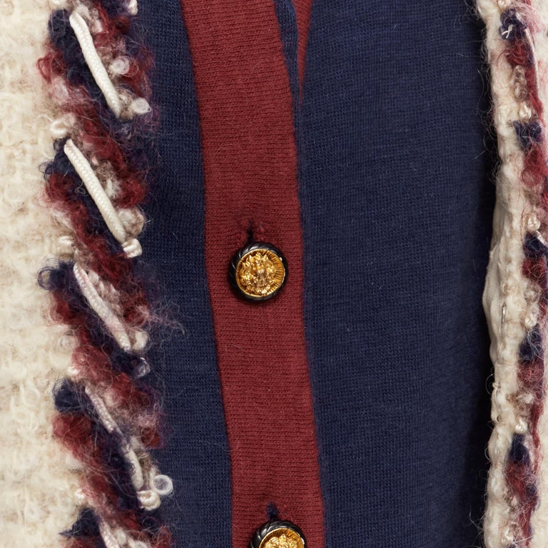 CHANEL Haute Couture Prototype ecru boucle tweed oval pocket nautical ...