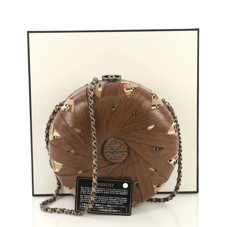 Chanel Havana By Night Minaudiere Woven Wood and Tweed at 1stDibs