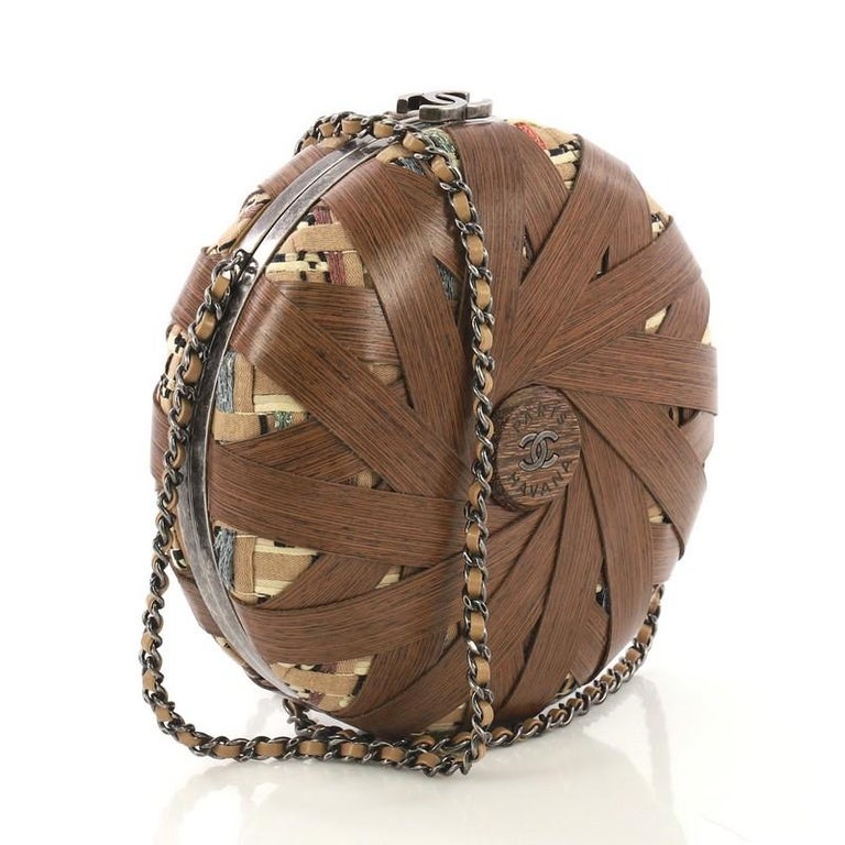 Chanel Havana By Night Minaudiere Woven Wood and Tweed at 1stDibs