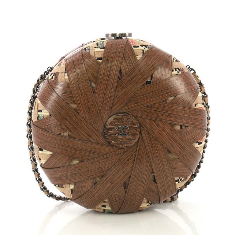 Chanel Havana By Night Minaudiere Woven Wood and Tweed at 1stDibs
