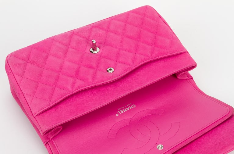 Chanel Hot Pink Caviar Double Flap Bag at 1stDibs | pink chanel bag ...