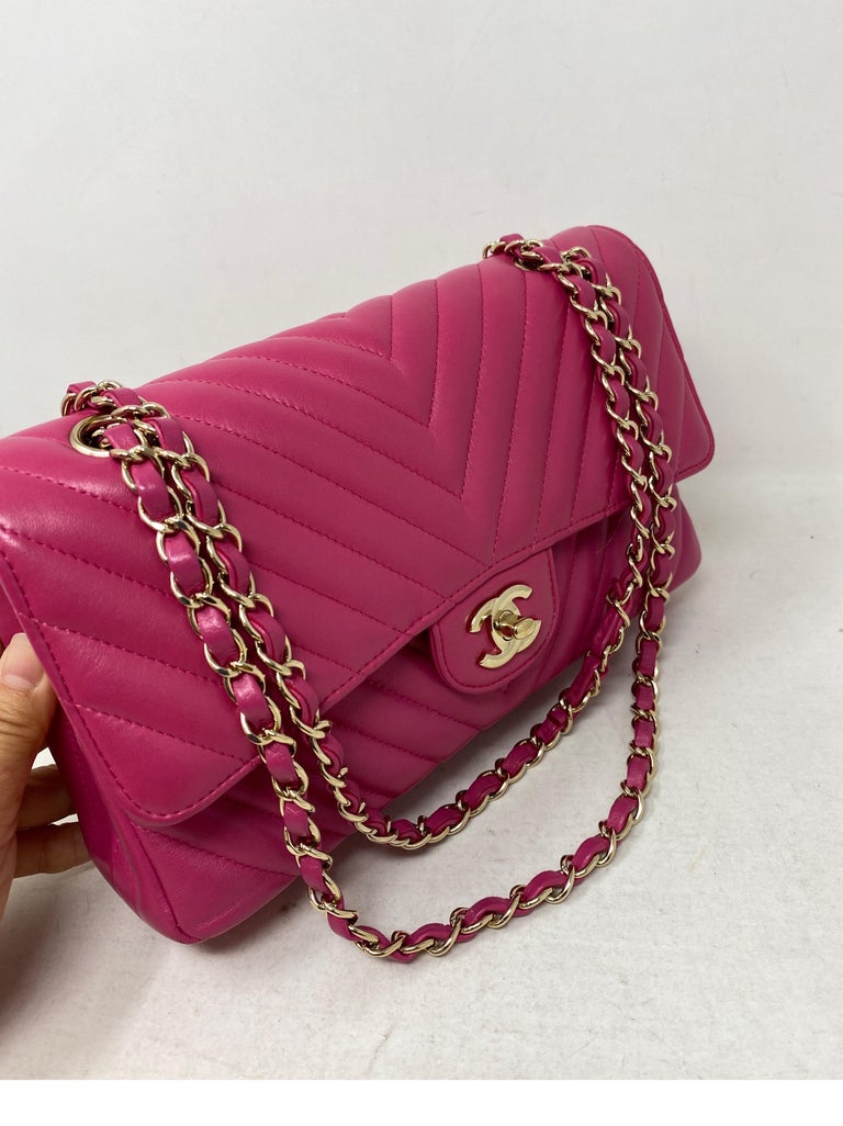 Chanel Hot Pink Chevron Medium Flap Bag For Sale at 1stDibs