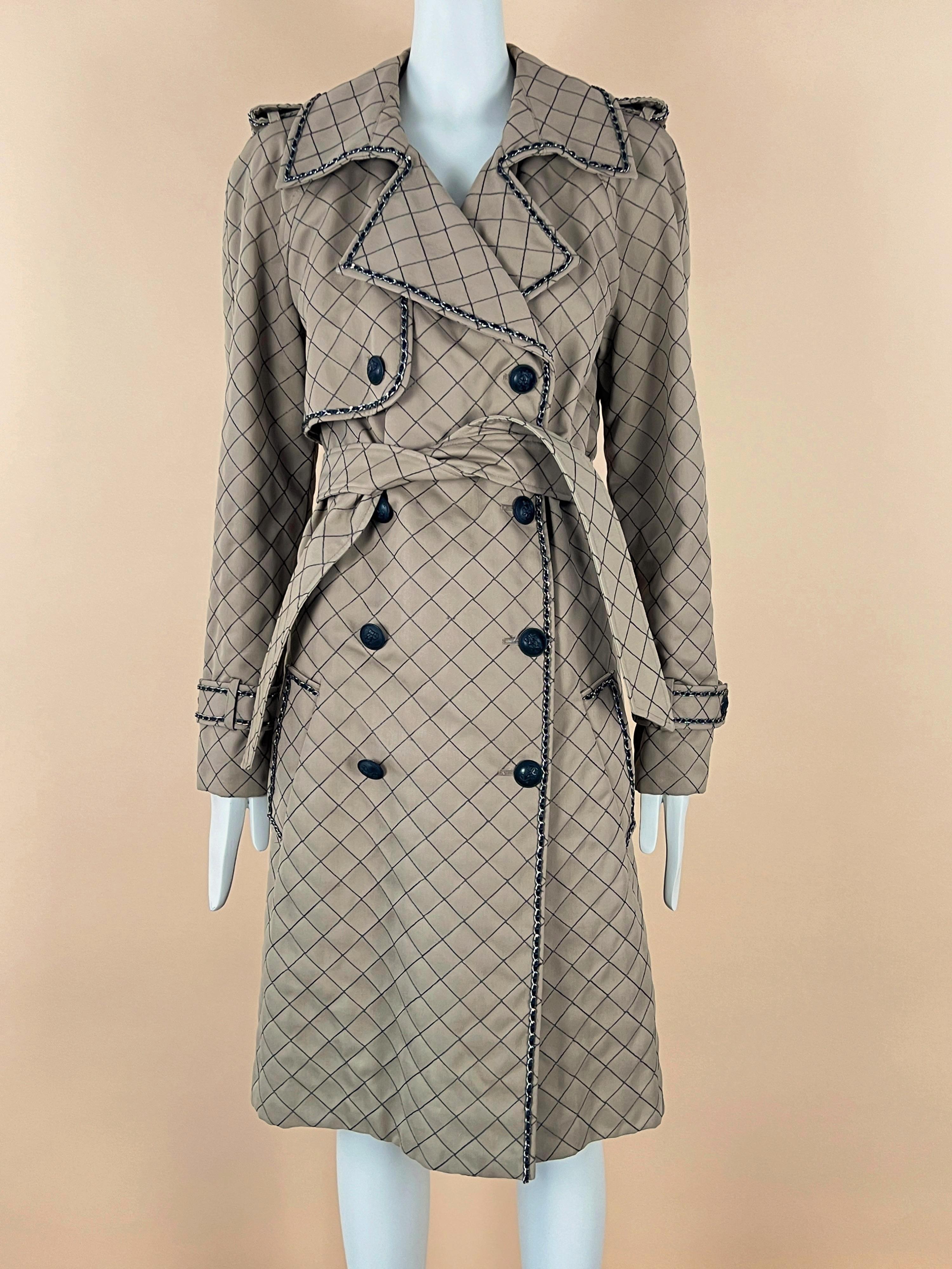 Chanel Iconic Chain Trim Quilted Trench For Sale at 1stDibs