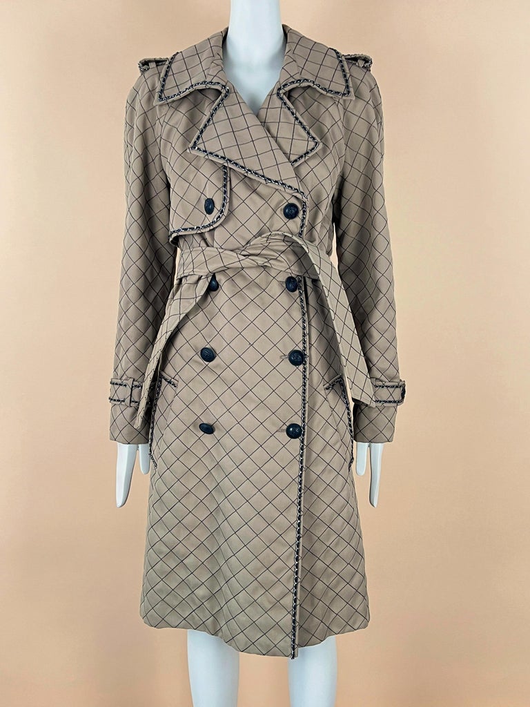Chanel Iconic Chain Trim Quilted Trench For Sale at 1stDibs