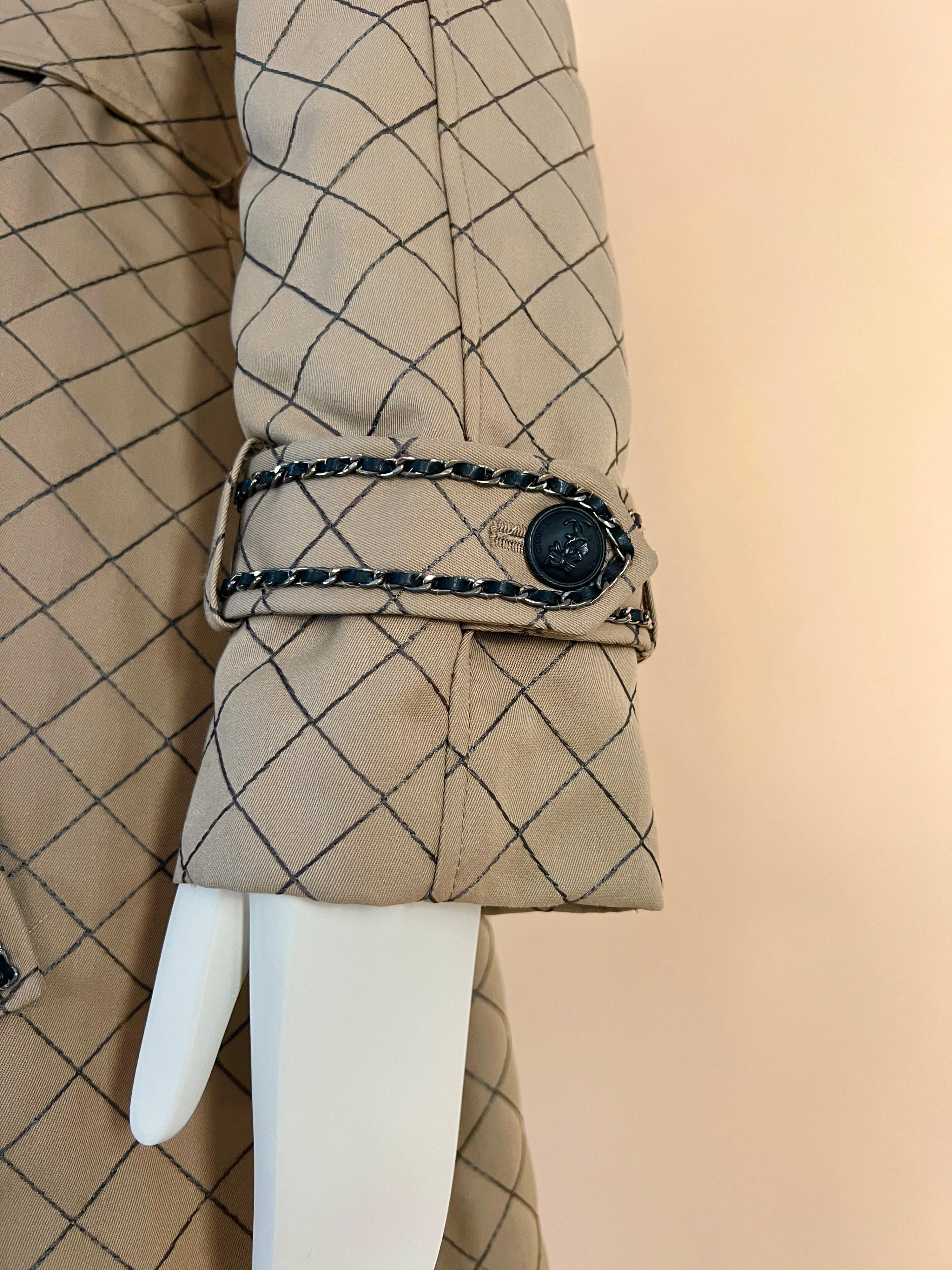 Chanel Iconic Chain Trim Quilted Trench For Sale at 1stDibs