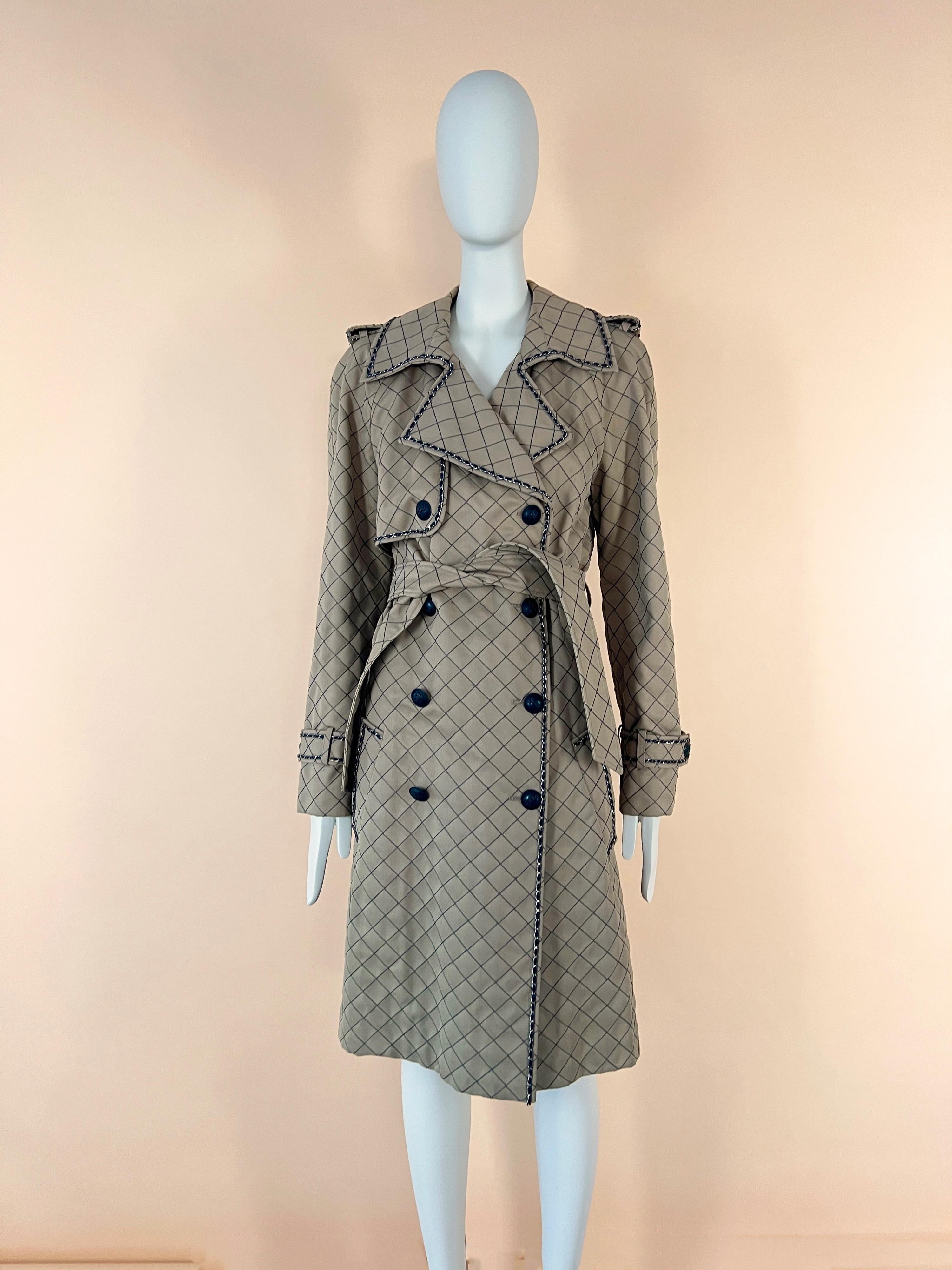 Chanel Iconic Chain Trim Quilted Trench For Sale at 1stDibs