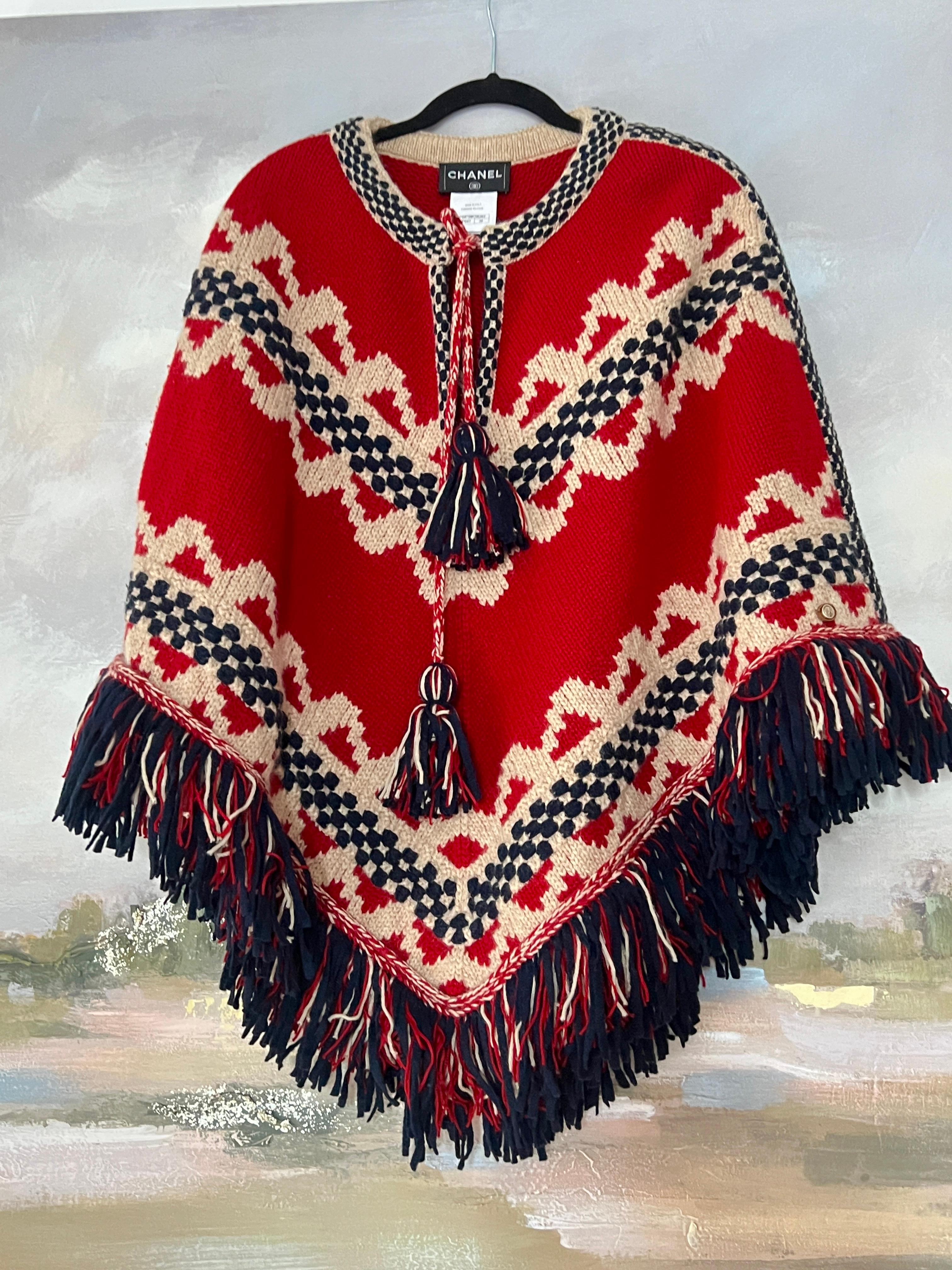 Chanel Iconic Dallas Collection Poncho For Sale at 1stDibs