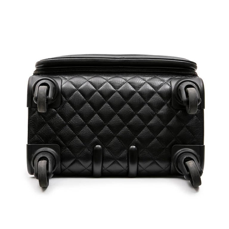 Chanel Rolling Suitcase In Black Quilted Grained Leather And Metal ...