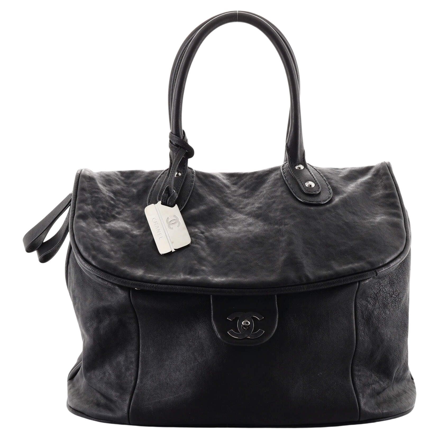 Chanel ID Tag Front Pocket Tote Calfskin Medium at 1stDibs