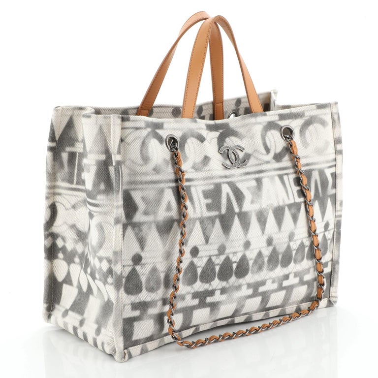 Chanel Iliad Shopping Tote Printed Canvas Medium at 1stDibs