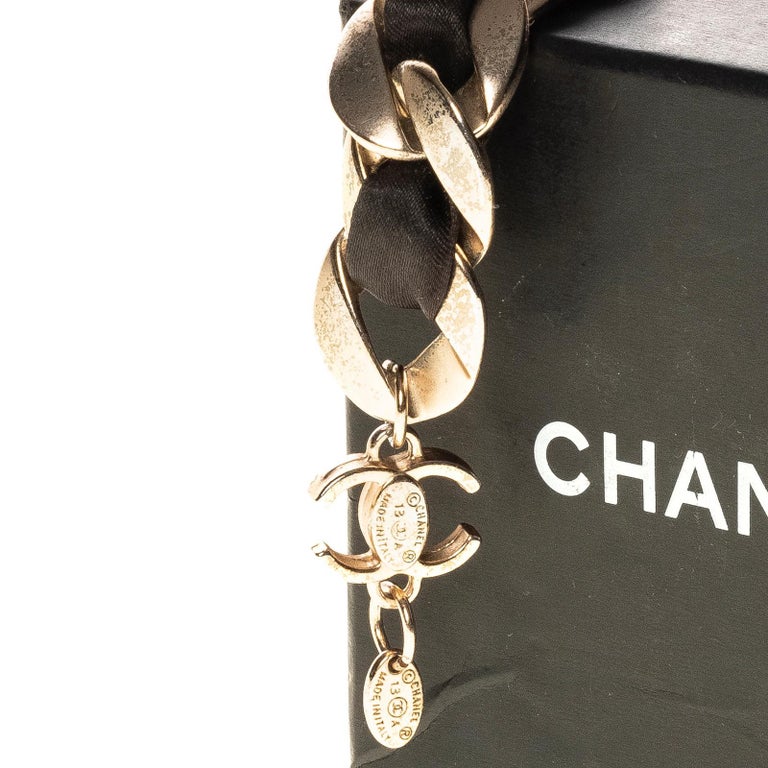 Chanel Interlocking Chain and Ribbon CC Choker Necklace at 1stDibs