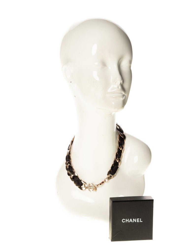 Chanel Interlocking Chain and Ribbon CC Choker Necklace at 1stDibs