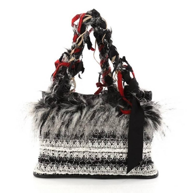Chanel Inuit Fantasy Shoulder Bag Quilted Tweed with Faux Fur and ...