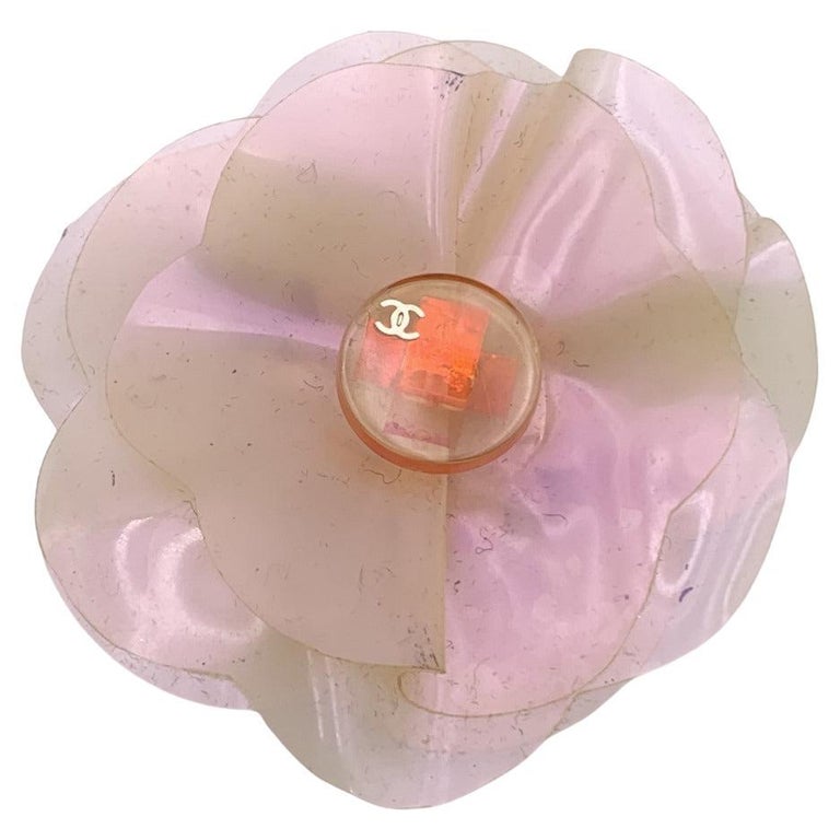 Chanel Iridescent Plastic Camelia Flower Camellia Pin Brooch For Sale ...