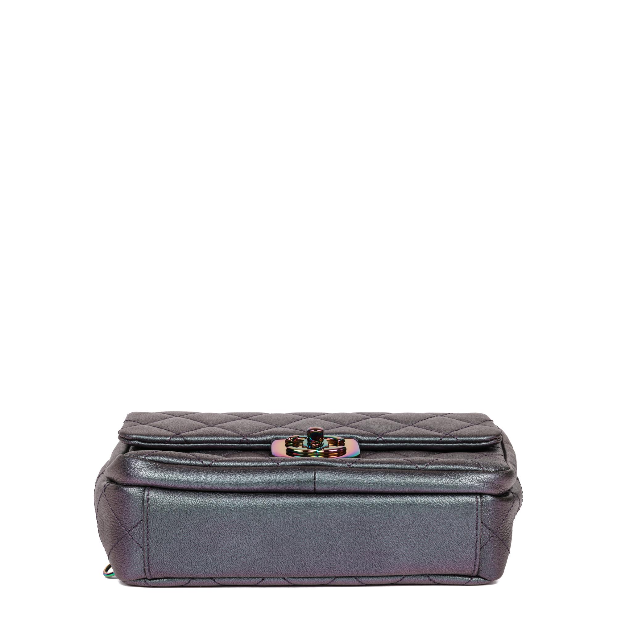 CHANEL Iridescent Quilted Calfskin Leather Small Double Carry Flap Bag ...