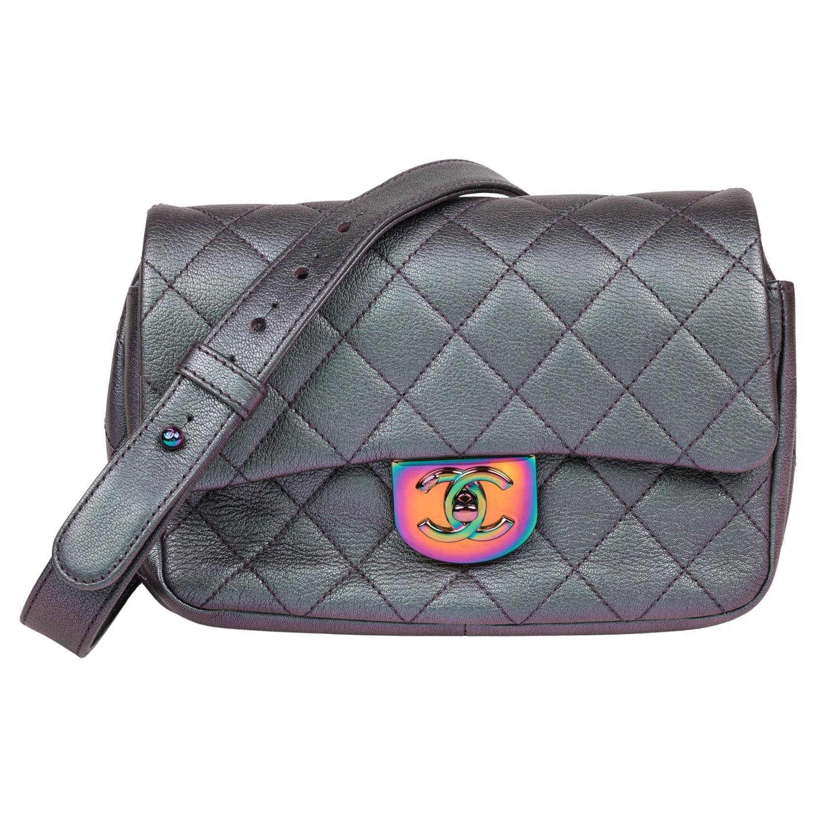 CHANEL Iridescent Quilted Calfskin Leather Small Double Carry Flap Bag ...